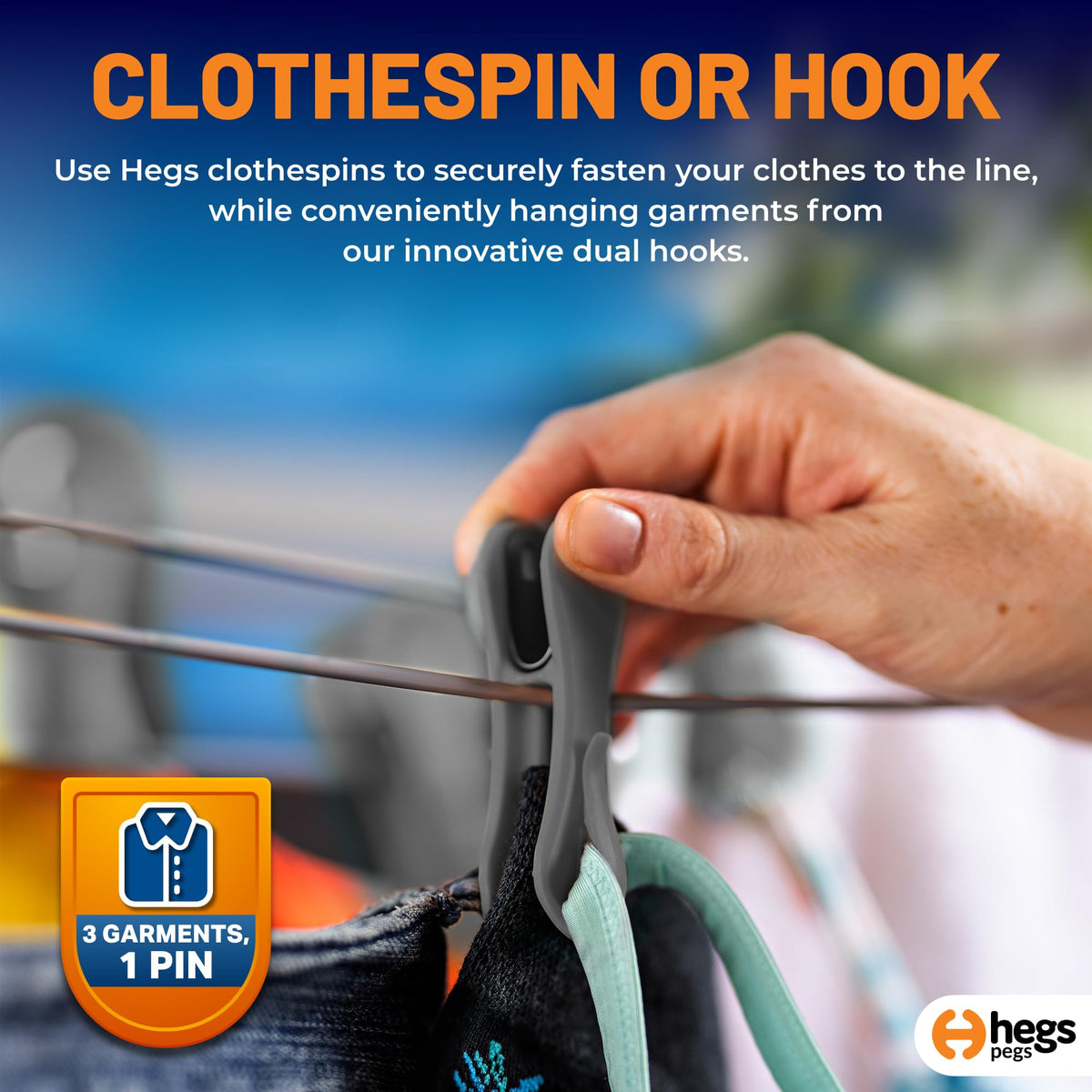 HEGS Clothes Pins with Hooks | 30 Pack Orange | Recycled Plastic – Hegs ...